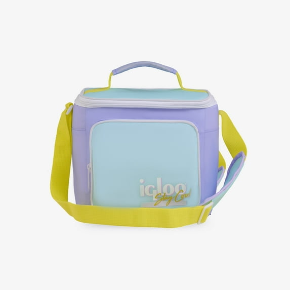 Igloo Retro Square Lunch Cooler Bag, 9 cans, Lilac Breeze & Light Blue ...