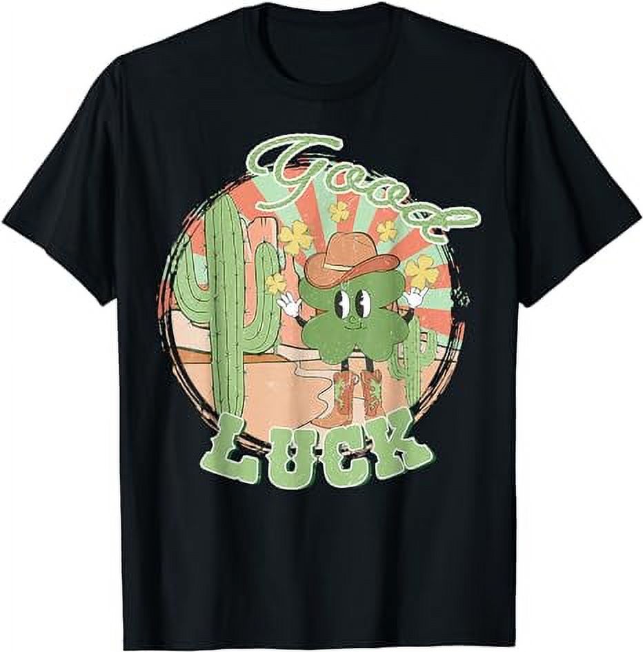 Retro St Patricks Day Cactus Good Luck Clover Cactaceae T-Shirt ...