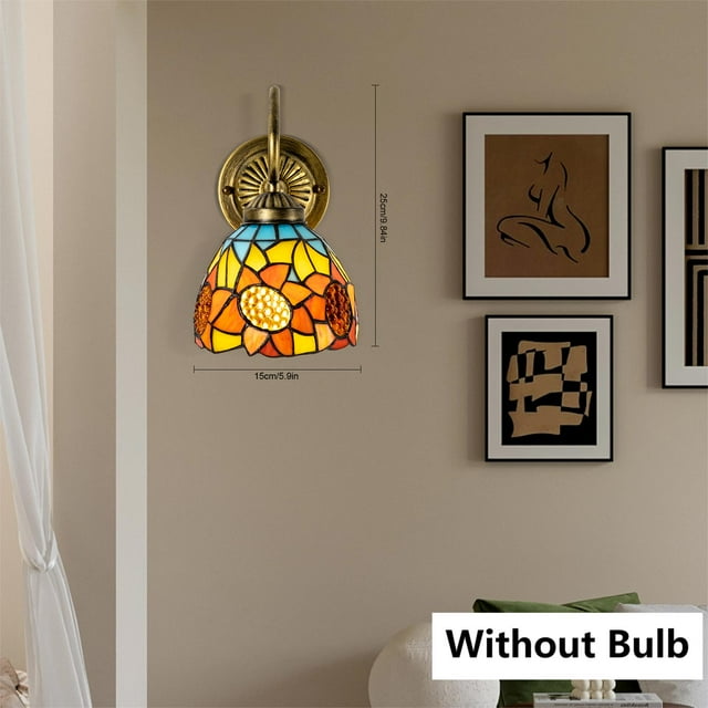 Retro Stained Glass Wall Lamp Tiffany Style Bathroom Wall Sconce Light ...