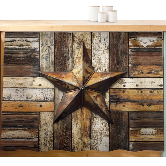 Retro Star Cabinet Curtains Country Shabby Texas Stars Mottled Old Wood ...