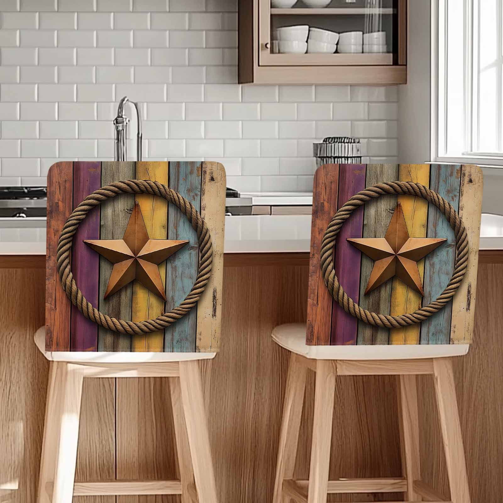 Retro Star Chair Covers Set of 8 Rope Old Mottled Colorful Wood Wall ...