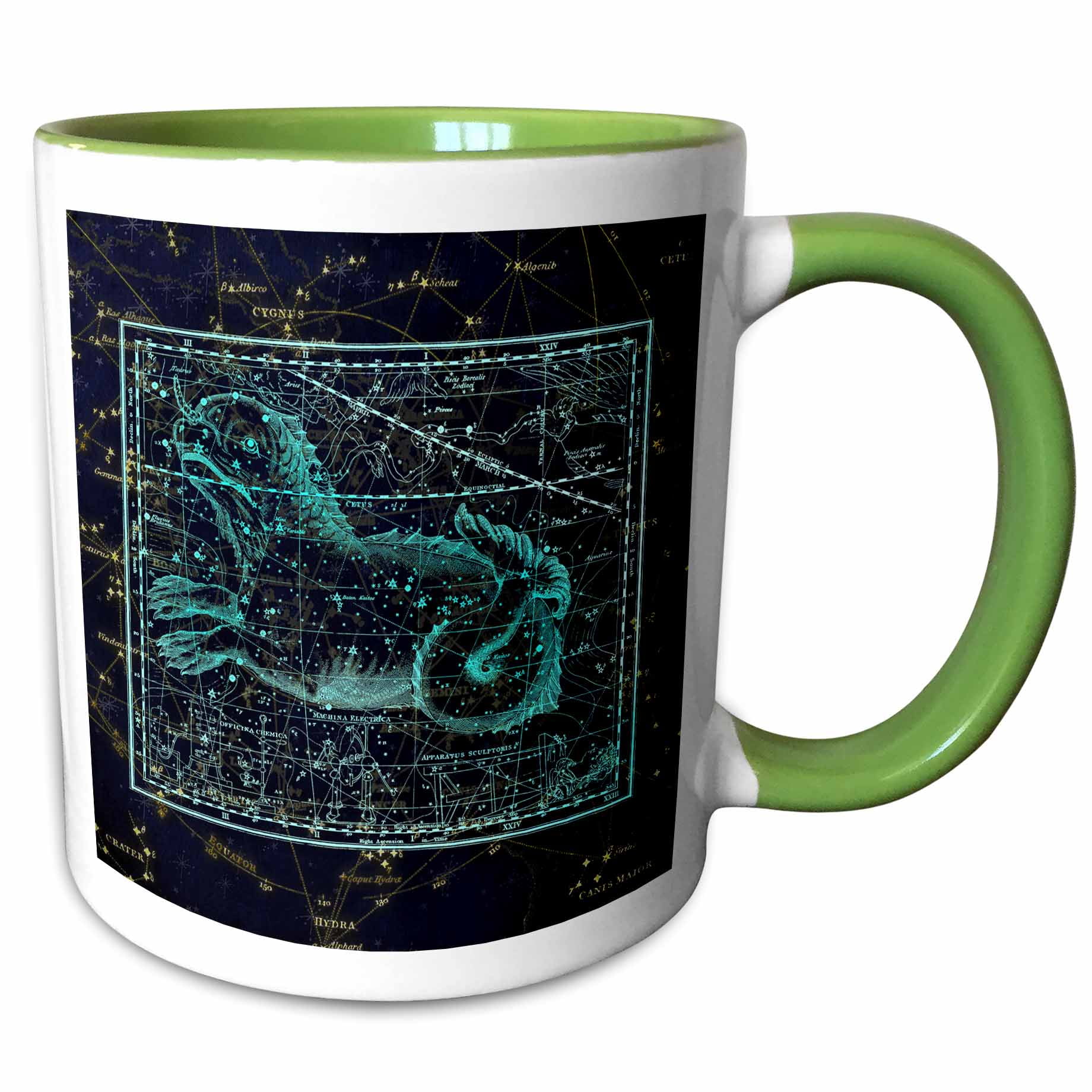 3drose, Retro Star Map. Constellation of Cetus or Whale. Turquoise ...