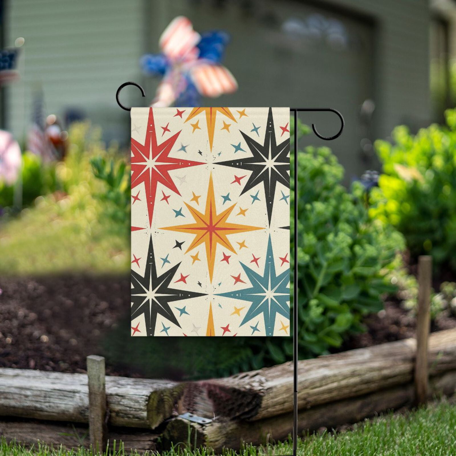Retro Stars Garden Flag Double Sided Outdoor Banners for Courtyard ...