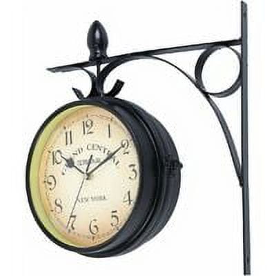 Retro Station Clock, Double Dial Wall Clock with Double-Sided Pendulum ...