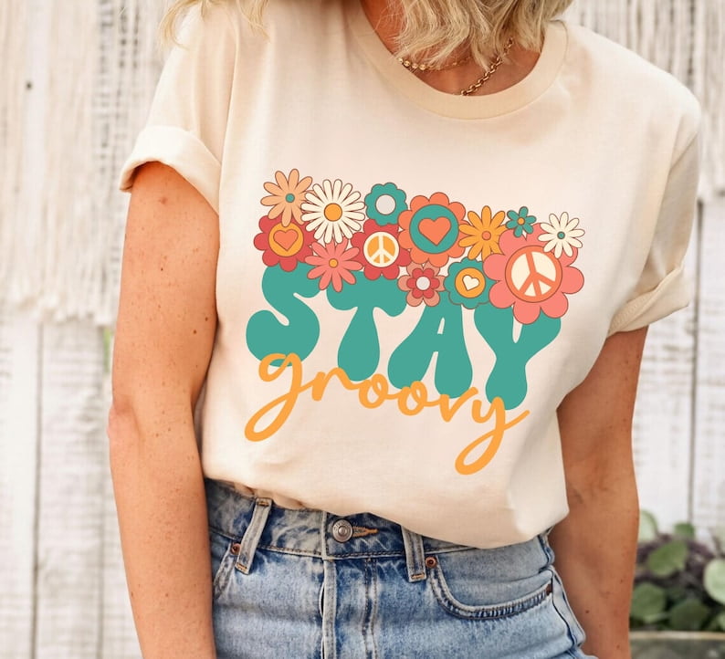 Retro Stay Groovy Shirt, Hippie 70s Summer Shirt, Boho Mom Shirt ...