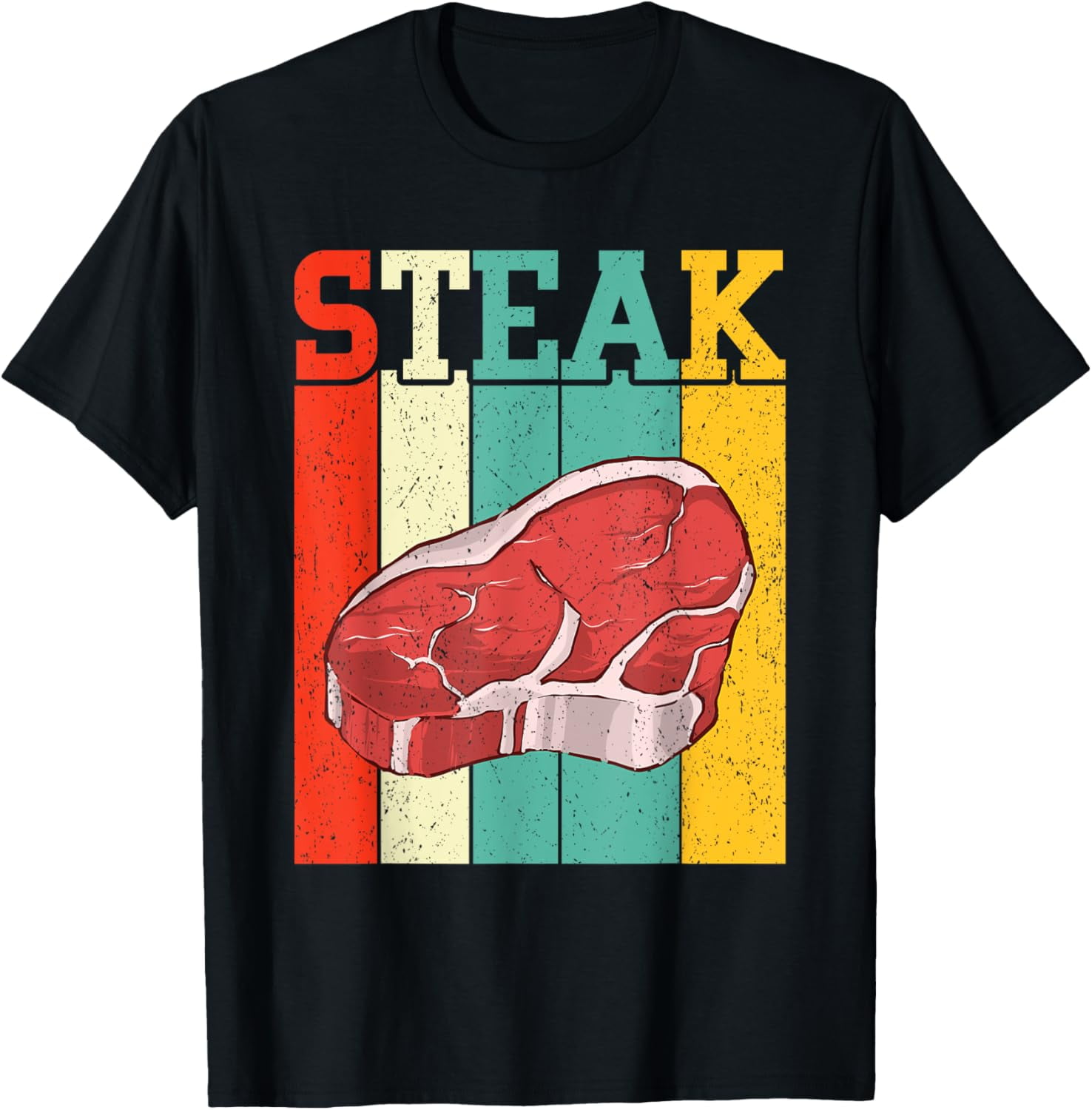 Retro Steak Raw Steak Meat Food Beef Cow Grilling T-Shirt mens t shirt ...