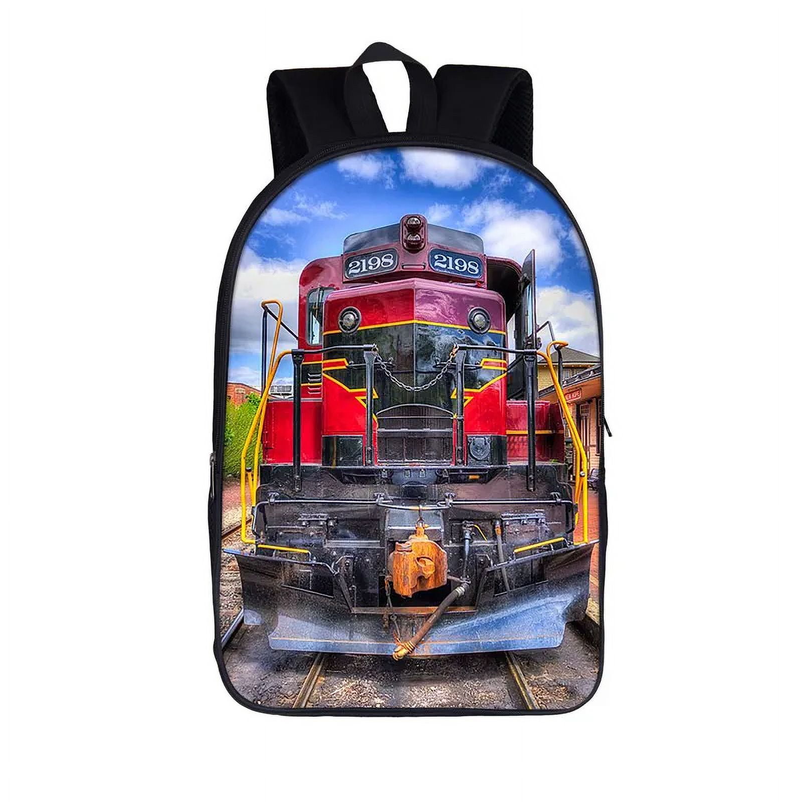 Retro Steam Locomotive Pattern Backpack for Teenager Bags Men Rucksack ...