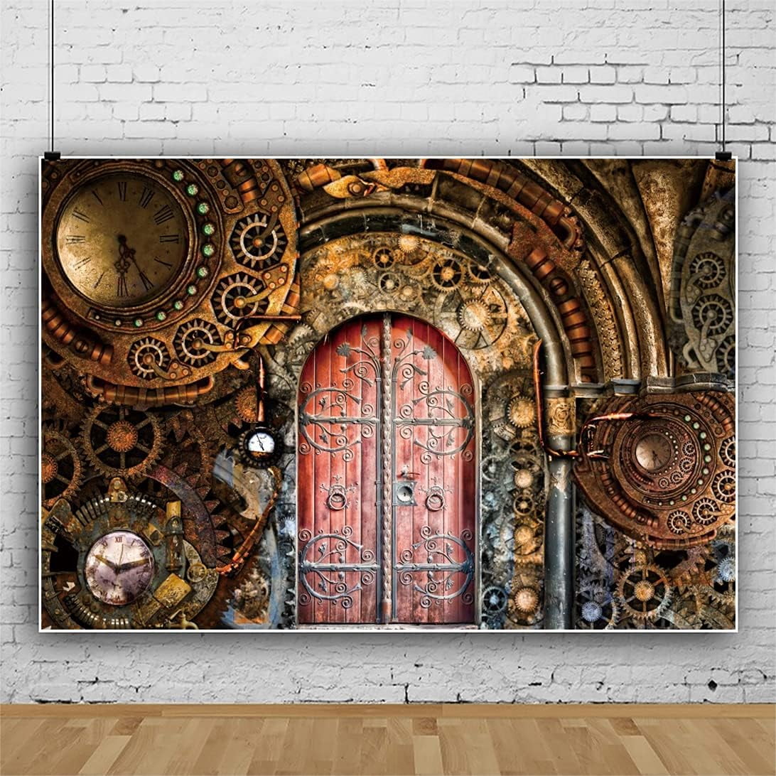 Retro Steampunk Backdrop Vintage Metallic Mechanical Bronze Clockwork ...