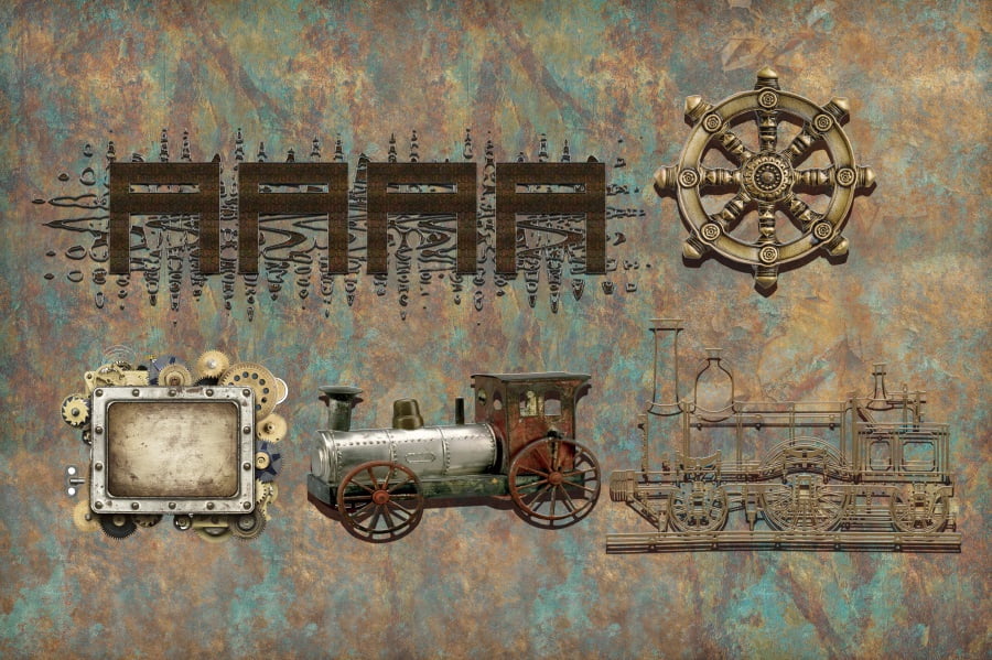 Retro Steampunk Backdrop Vintage Metallic Style Novelty Design Party ...