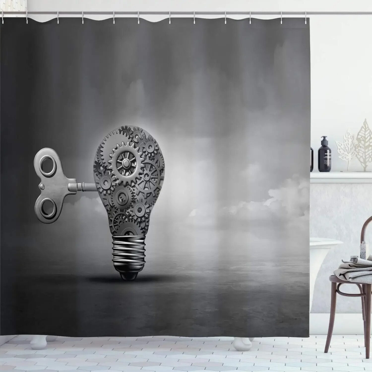 Retro Steampunk Clocks and Gears Shower Curtain Mechanical Clocks ...