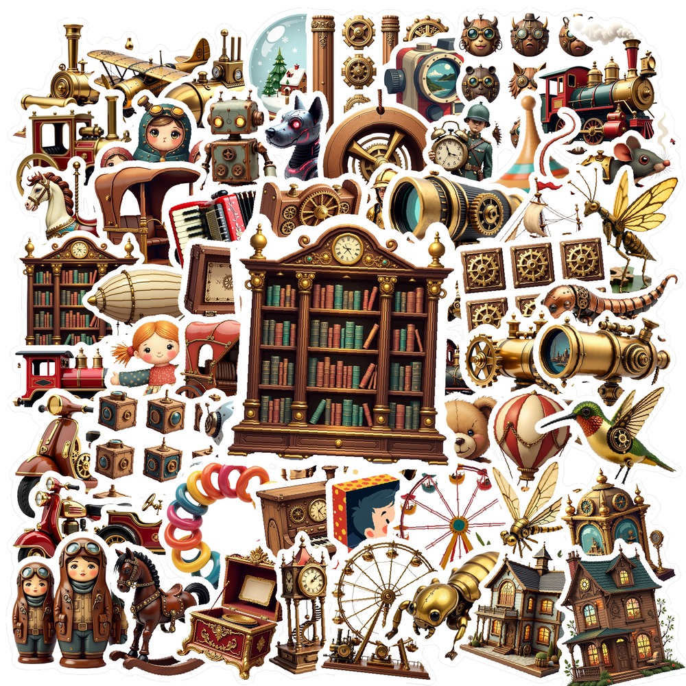Retro Steampunk Stickers, Waterproof Steampunk Sticker for Water Bottle ...