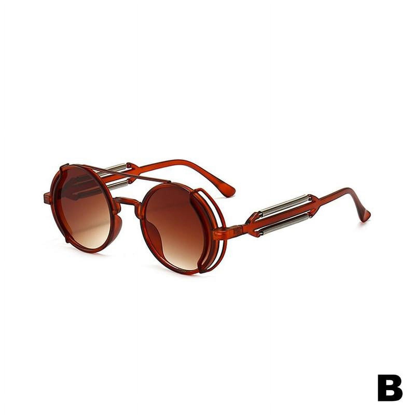 Retro Steampunk Sunglasses for Women Men Unisex Round Metal Frame ...
