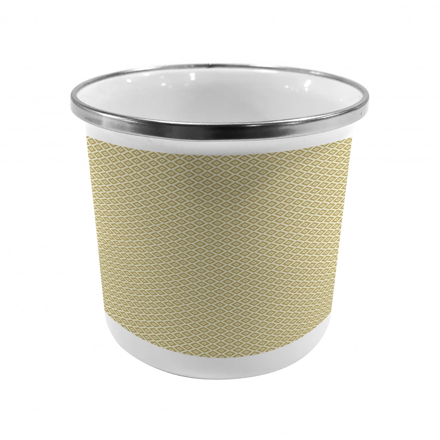 Retro Steel Camping Mug, Vintage Style Nostalgic Diamond Line Pattern ...