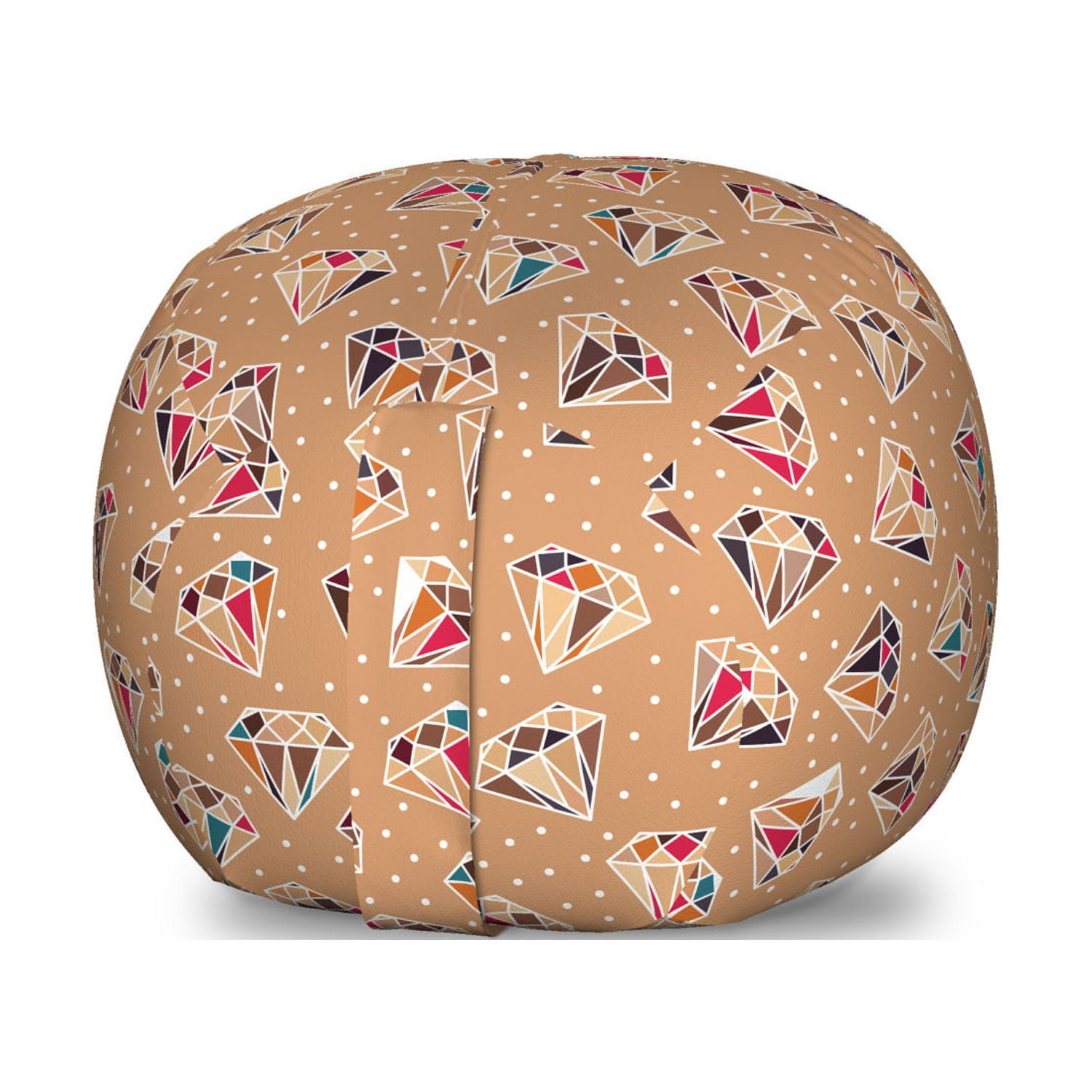 Retro Storage Toy Bag Chair, Colorful Diamond Gemstone Shapes on a Pale ...