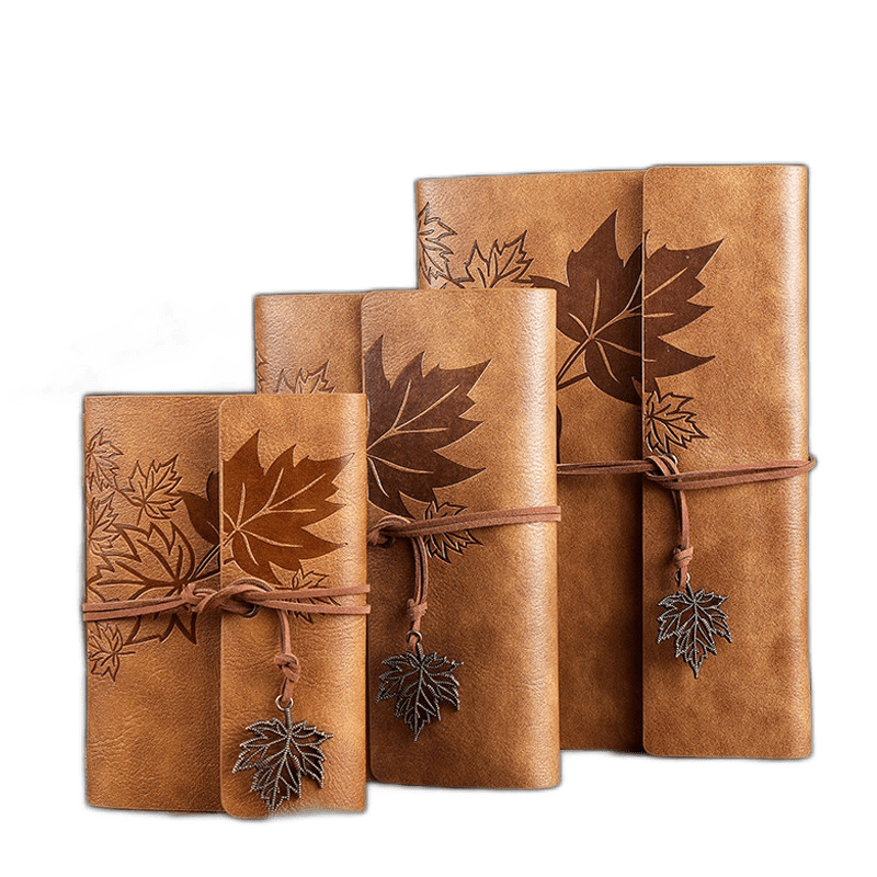 Retro Strapped Hand Ledger Tri-Fold Loose-Leaf Notebook Student Notepad ...