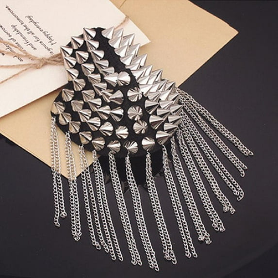 Retro Studded Brooch Epaulet Point Tapered Rivet Tassel Shoulder Board ...