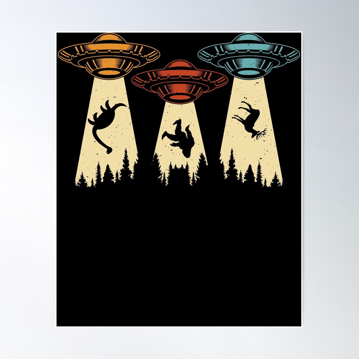 Retro Style Alien Ufo Abduction Retro Deer Alien, Funny Aliens Design ...