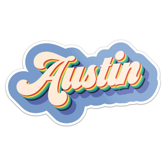 Retro Style Austin Male Sticker Phone Decal Water Bottle Stickers Car ...