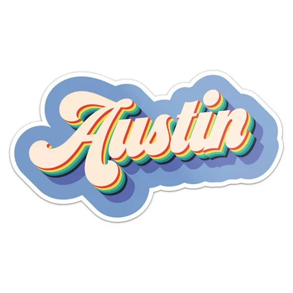 Retro Style Austin Male Sticker Phone Decal Water Bottle Stickers Car ...