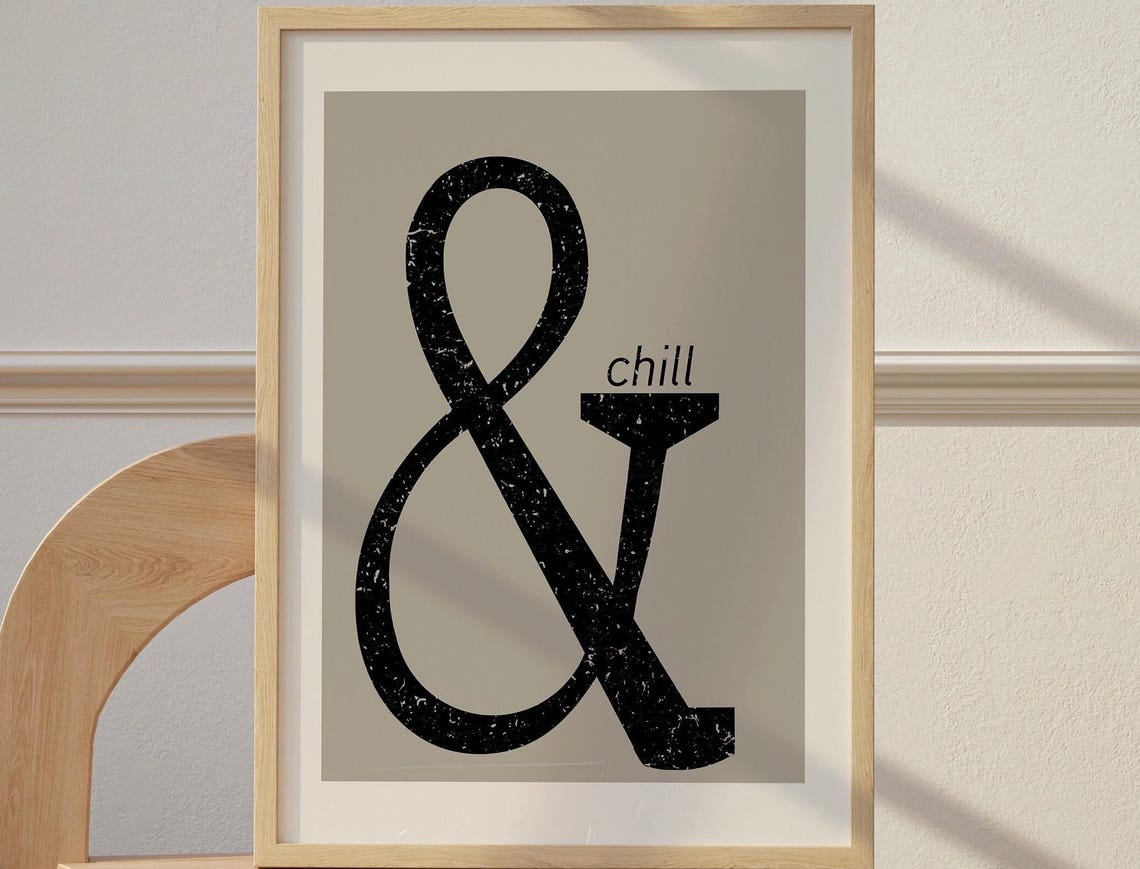 Retro Style Black And Beige Quote And Chill Art Retro Typography Wall ...