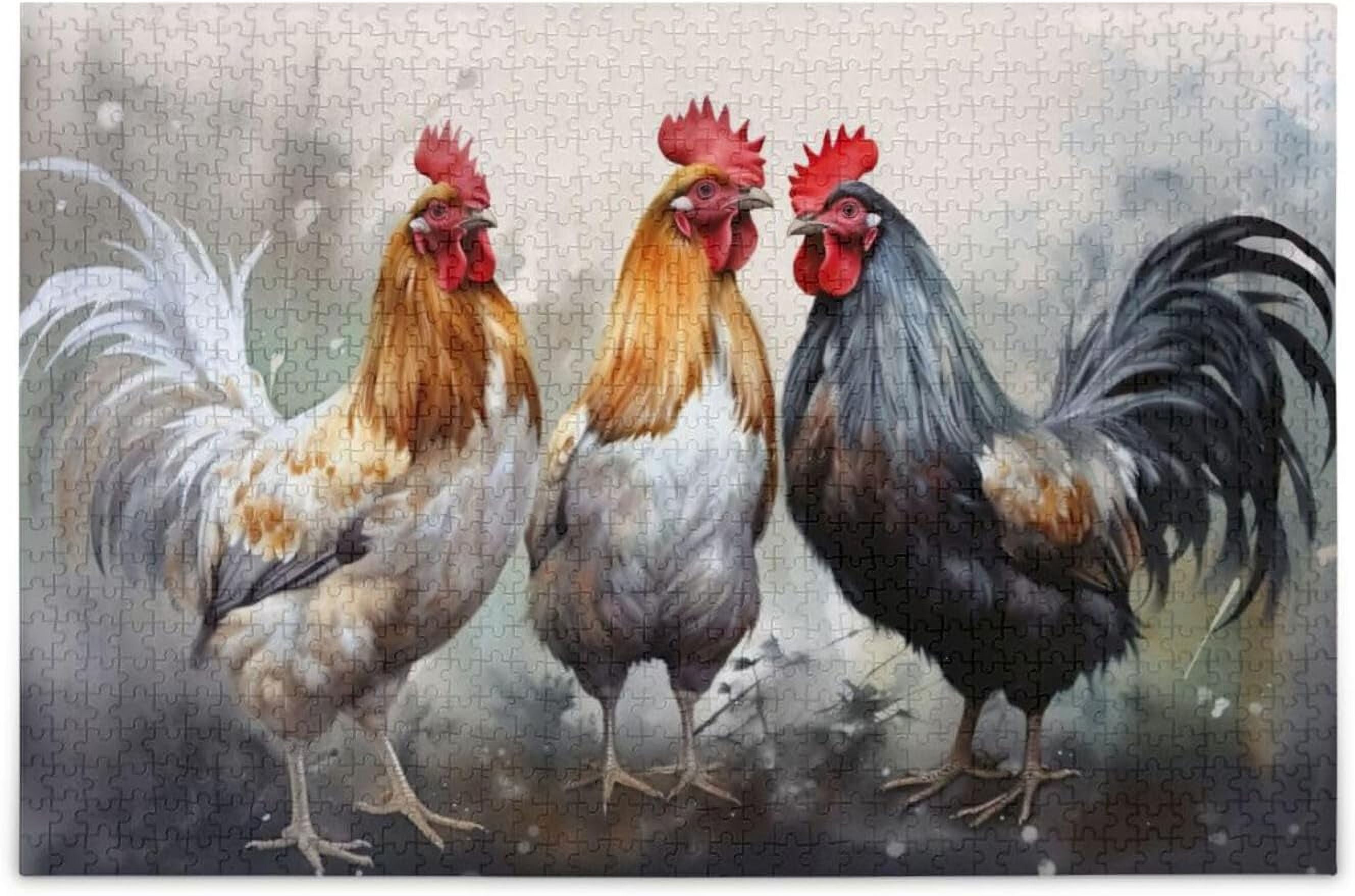 Retro Style Farmhouse Rooster Jigsaw Puzzles for Adults 1000 Pieces ...