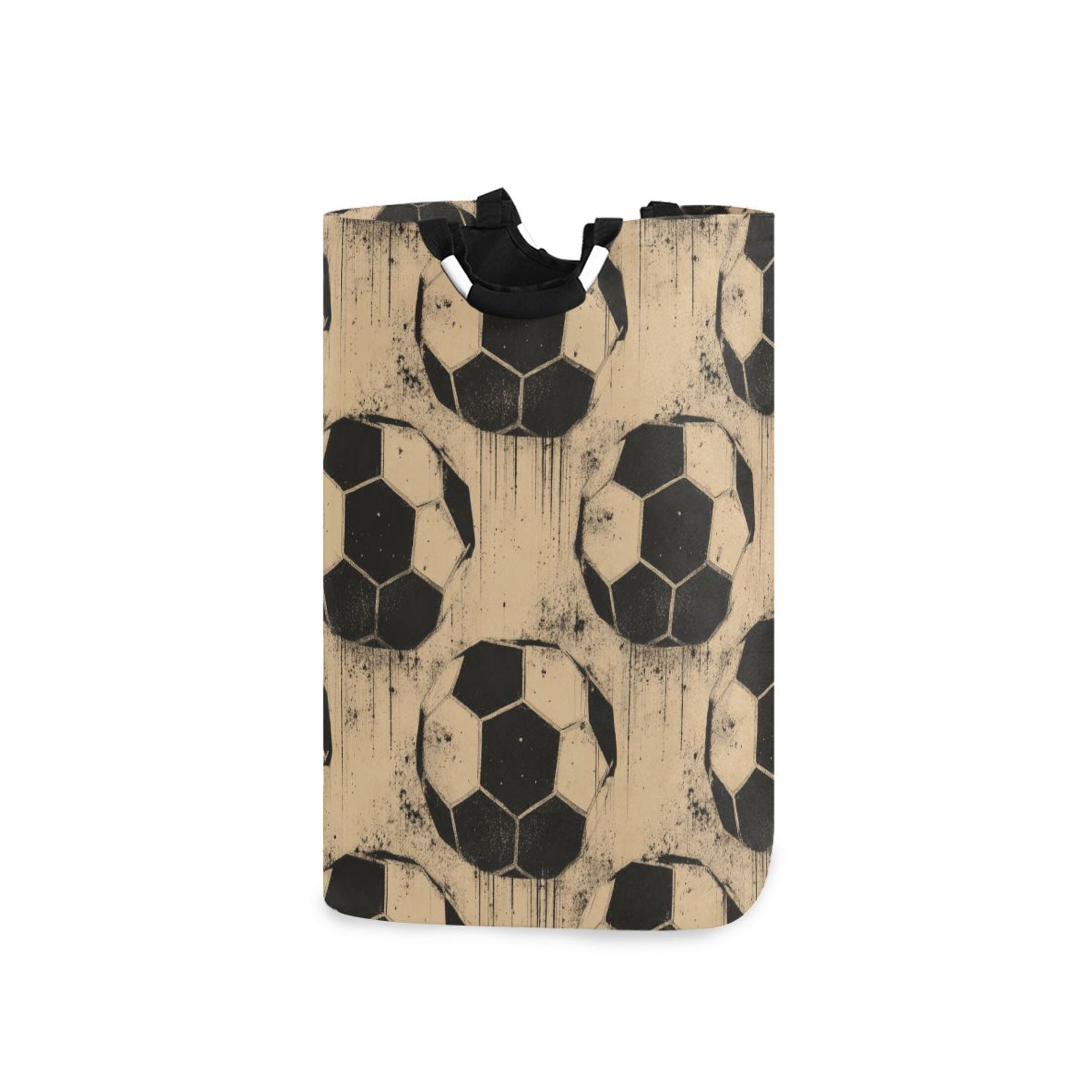 Retro Style Football Patterns Laundry Basket with Handles Foldable ...