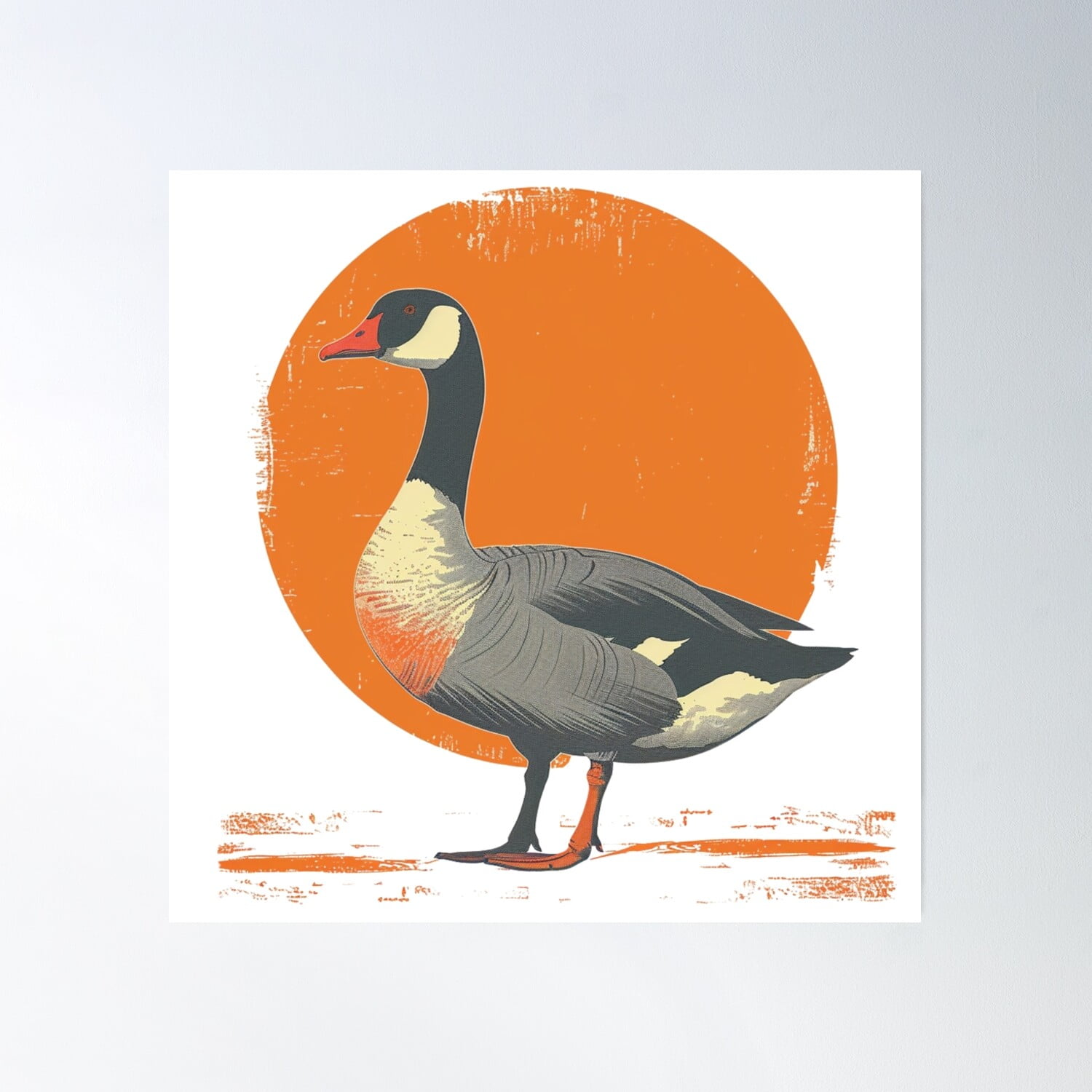 Retro Style Illustrated Goose Poster Wall Art, Modern Wall Decor, 16x16 ...