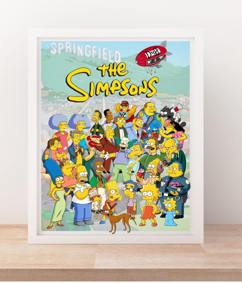 Retro Style Illustration Inspired by The Simpsons Featuring Iconic ...