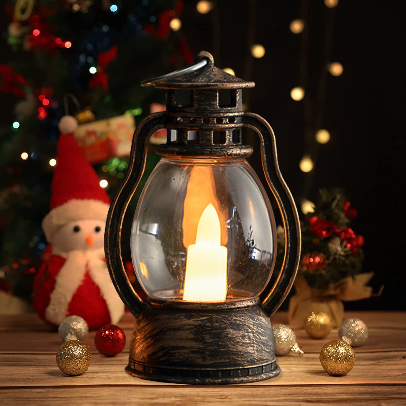 Retro Style LED Lantern - Hanging Hook Design Decorative Mini Desktop ...