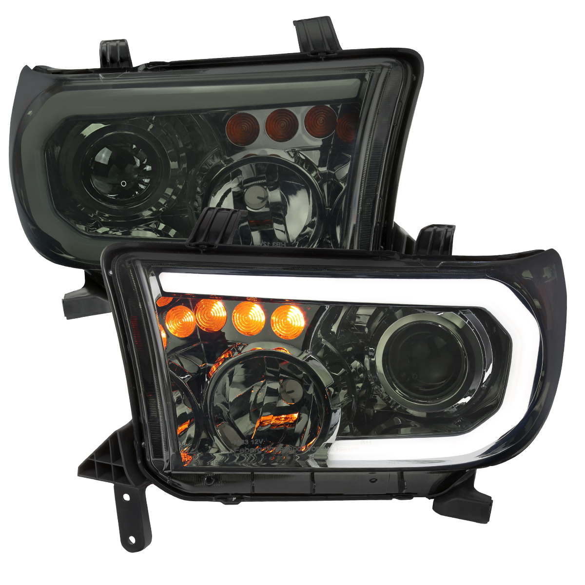 Retro Style LED Tube Projector Headlights with LED Turn Signals (Chrome ...