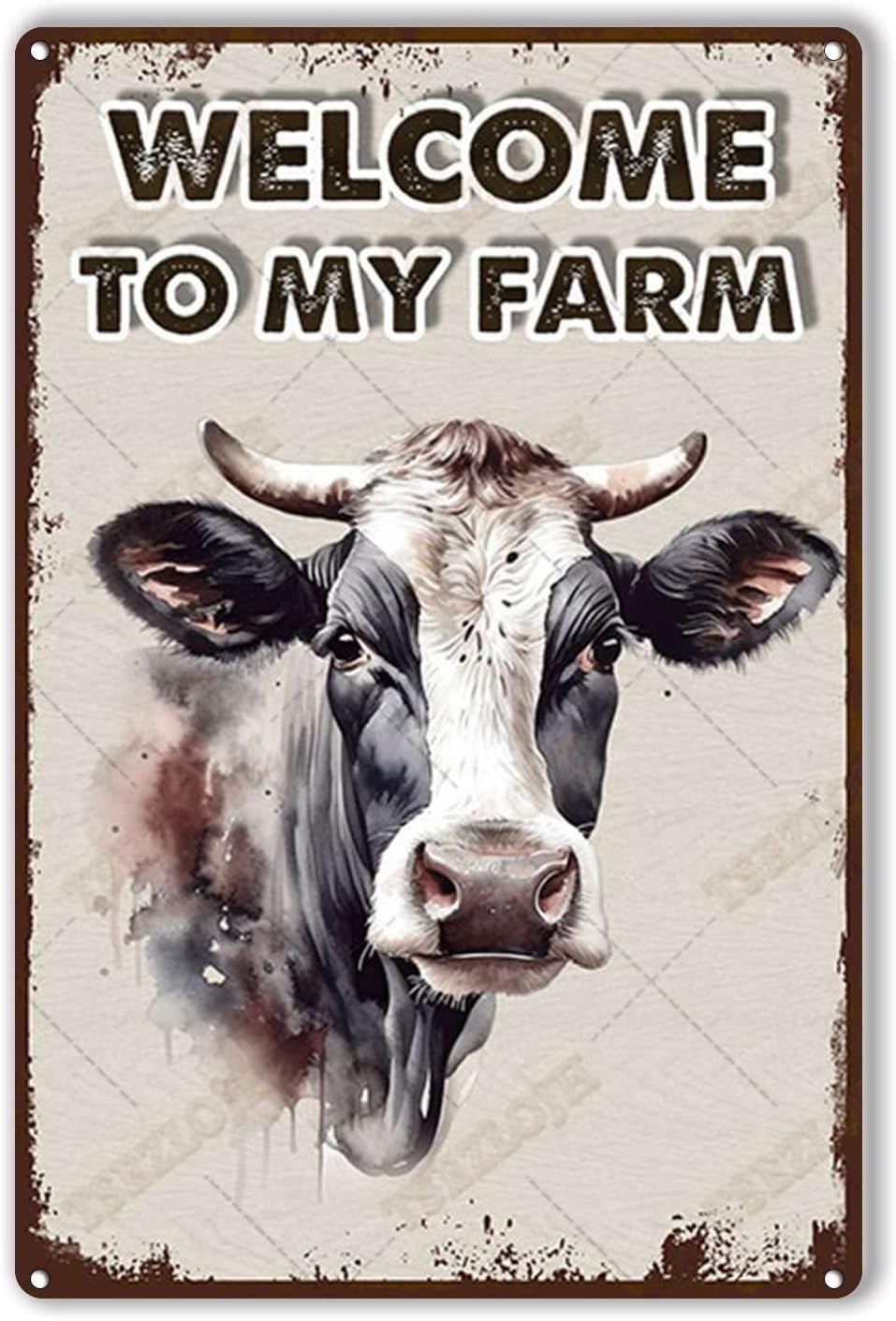 Retro Style Metal Tin Sign Cow Welcome to My Farm Metal Signs Wall ...