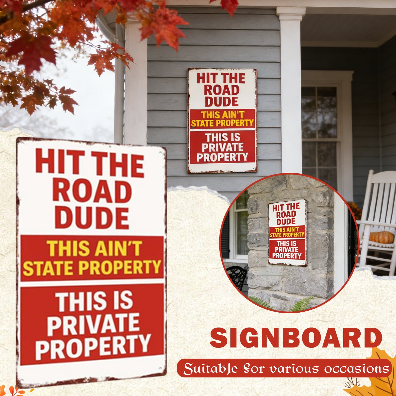 Retro-Style Private Property Signage, Street-Style Wall Signage, Fun ...