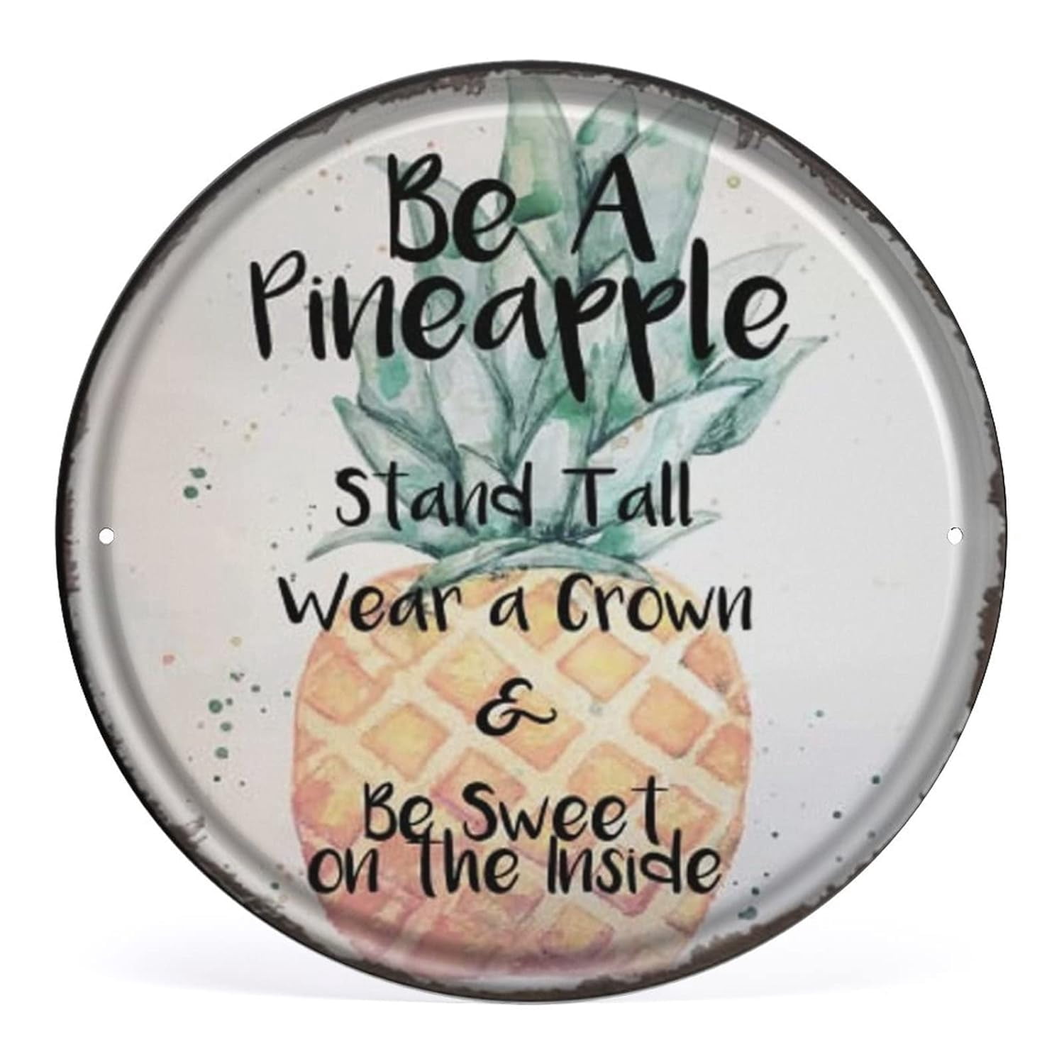 Retro Style Round Tin Sign Vintage Metal Sign Be a Pineapple Stand Tall ...
