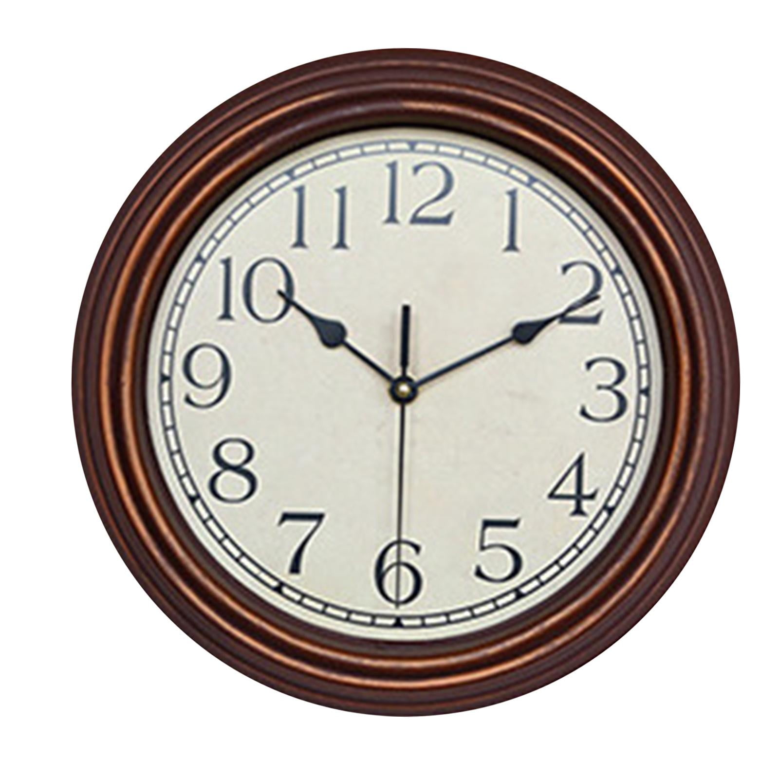 Retro Style Round Wall Clock Sweep Second Movement Silent Non Ticking ...