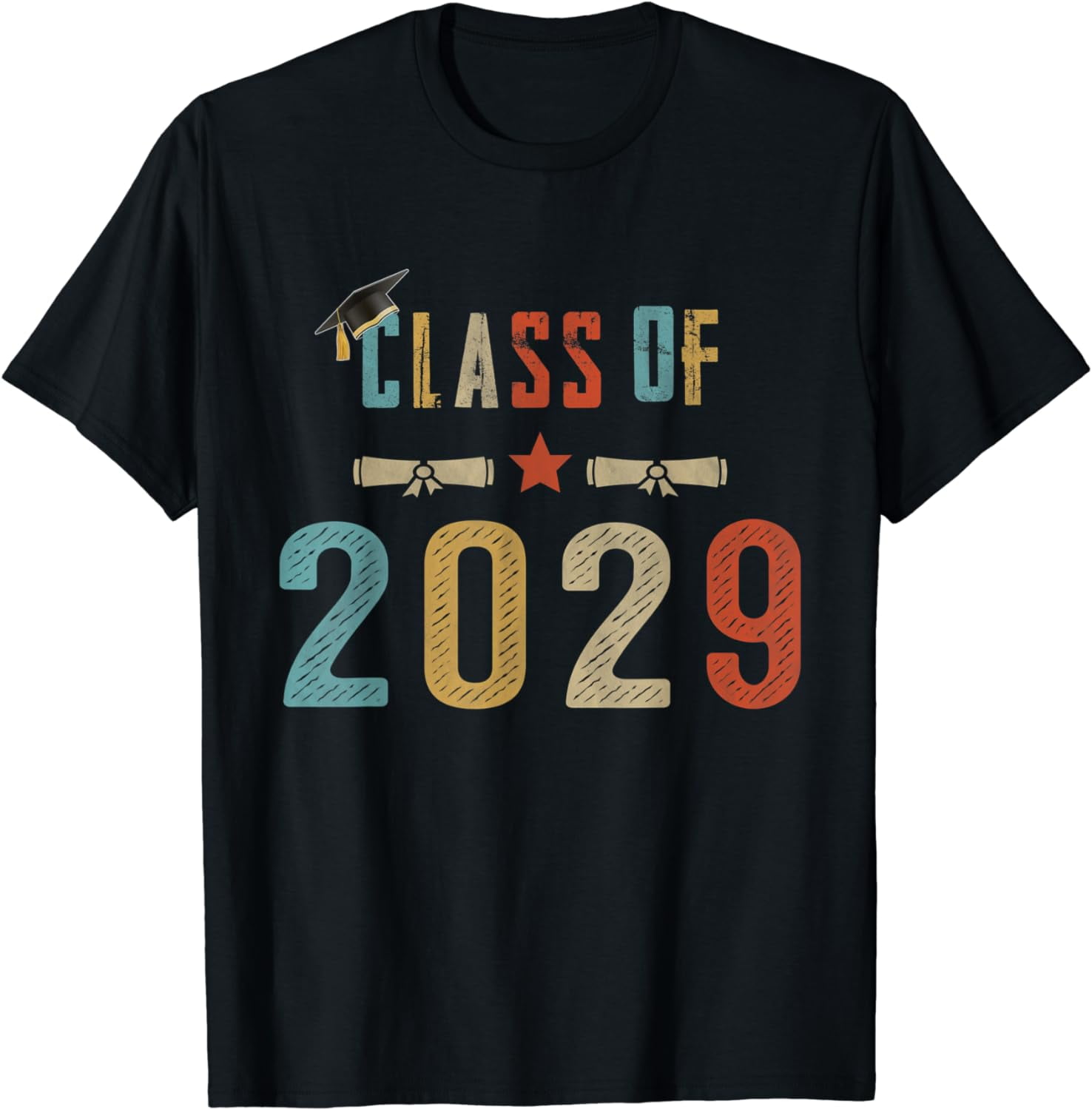 Retro Style Senior Graduation 2029 Men Women Class Of 2029 T-Shirt ...