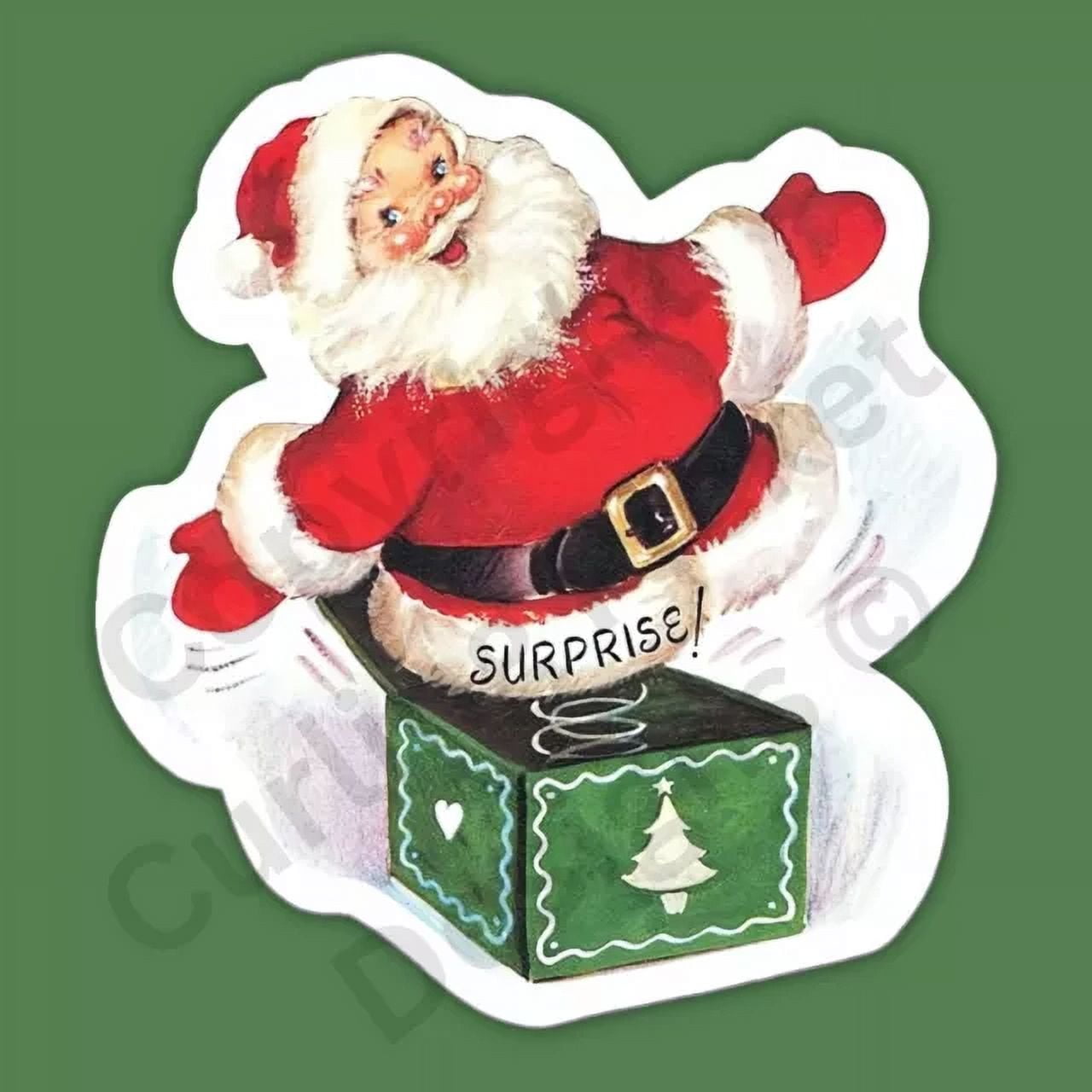 Retro Style Vintage Santa Jack In The Box Christmas Claus Sticker Phone ...