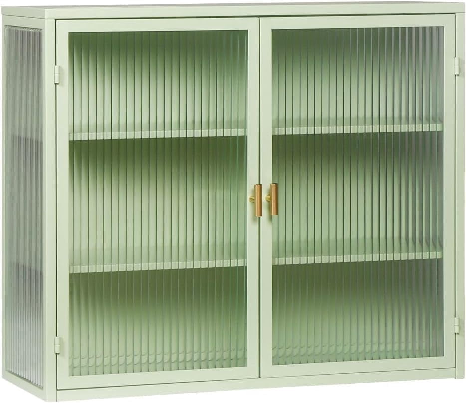 Retro Style Wall Mounted Glass Cabinet, Modern Kitchen Storage Cabinet ...