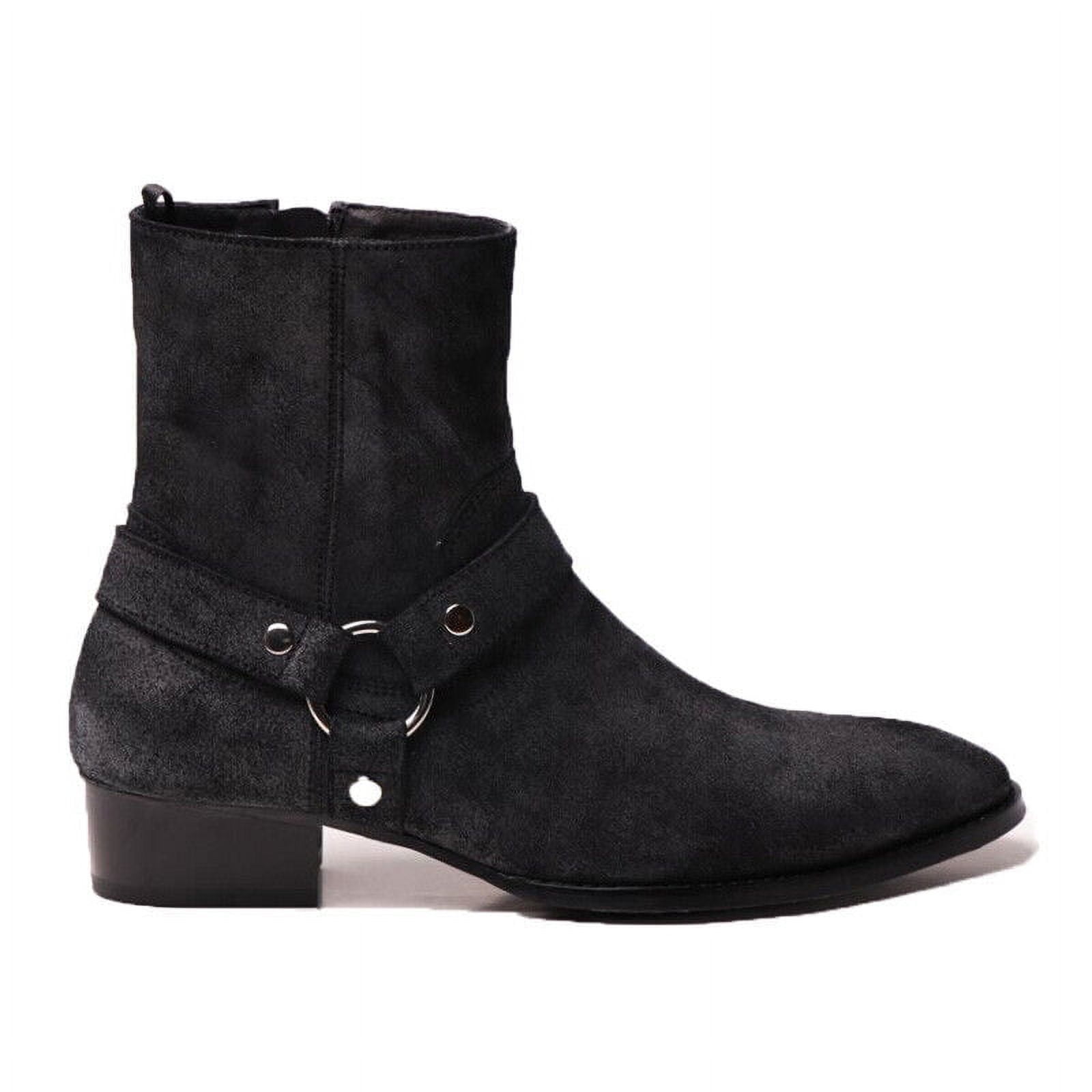 Retro Style Western Men's Chelsea Ankle Boots Block Heel Real Leather ...