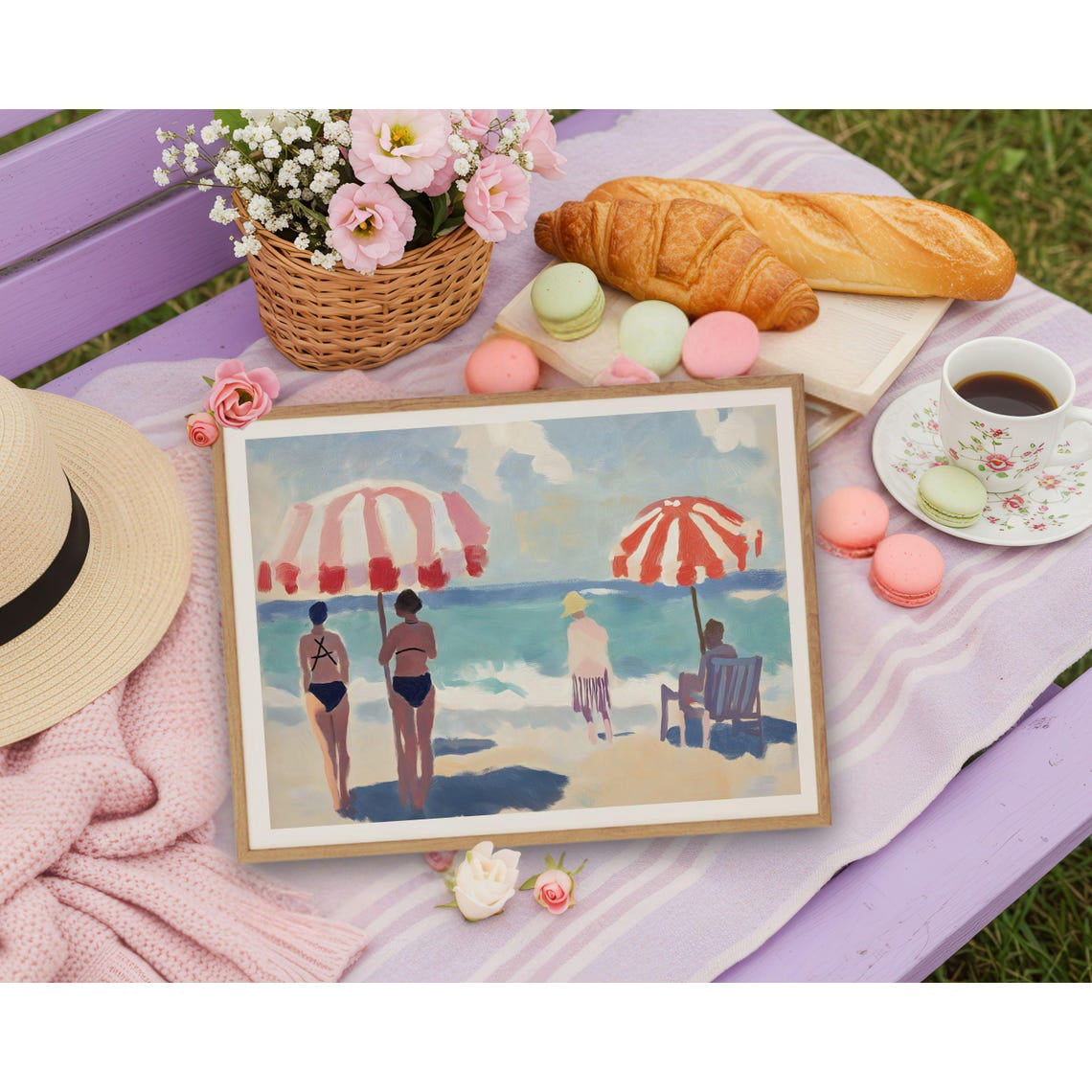 Retro Summer Beach Coastal Seascape Wall Art, Retro Coastal Art Vintage ...