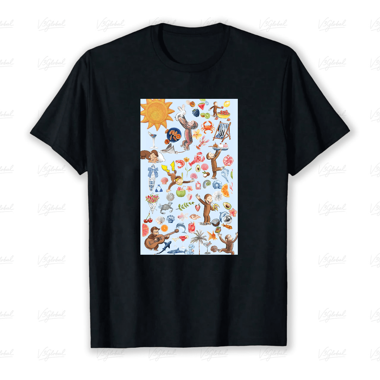 Retro Summer Cartoon Beach Collage Inspired Character Graphic Fan ...