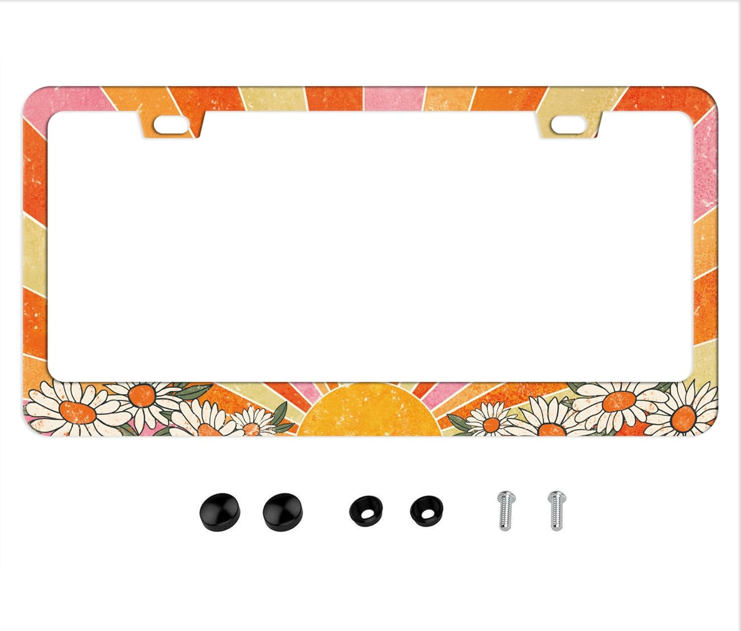 Retro Sun License Plate Frame - Floral License Plate Frames Colorful ...