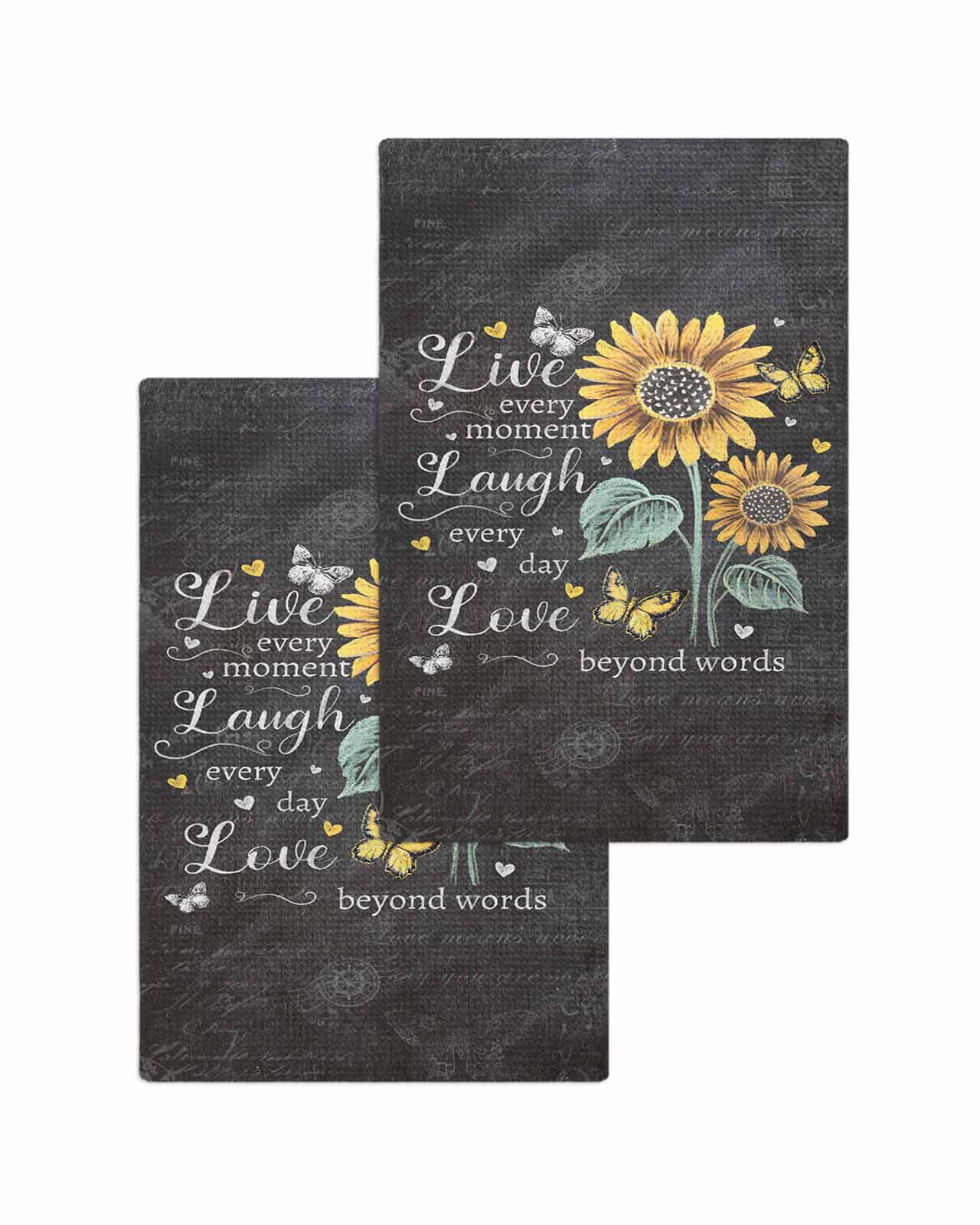 Retro Sunflower Kitchen Dish Towels for Drying Dishes Set of 2, Spring ...