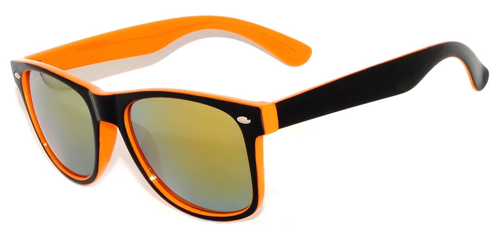 Retro Sunglasses - Two-tone Black Orange Frame / Mirror Lens - Walmart.com