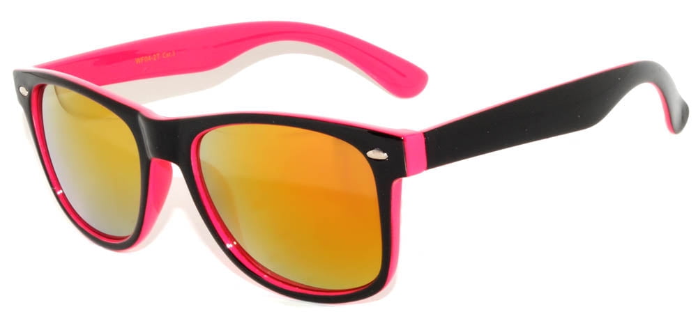 Retro Sunglasses - Two-tone Black Pink Frame / Mirror Lens - Walmart.com