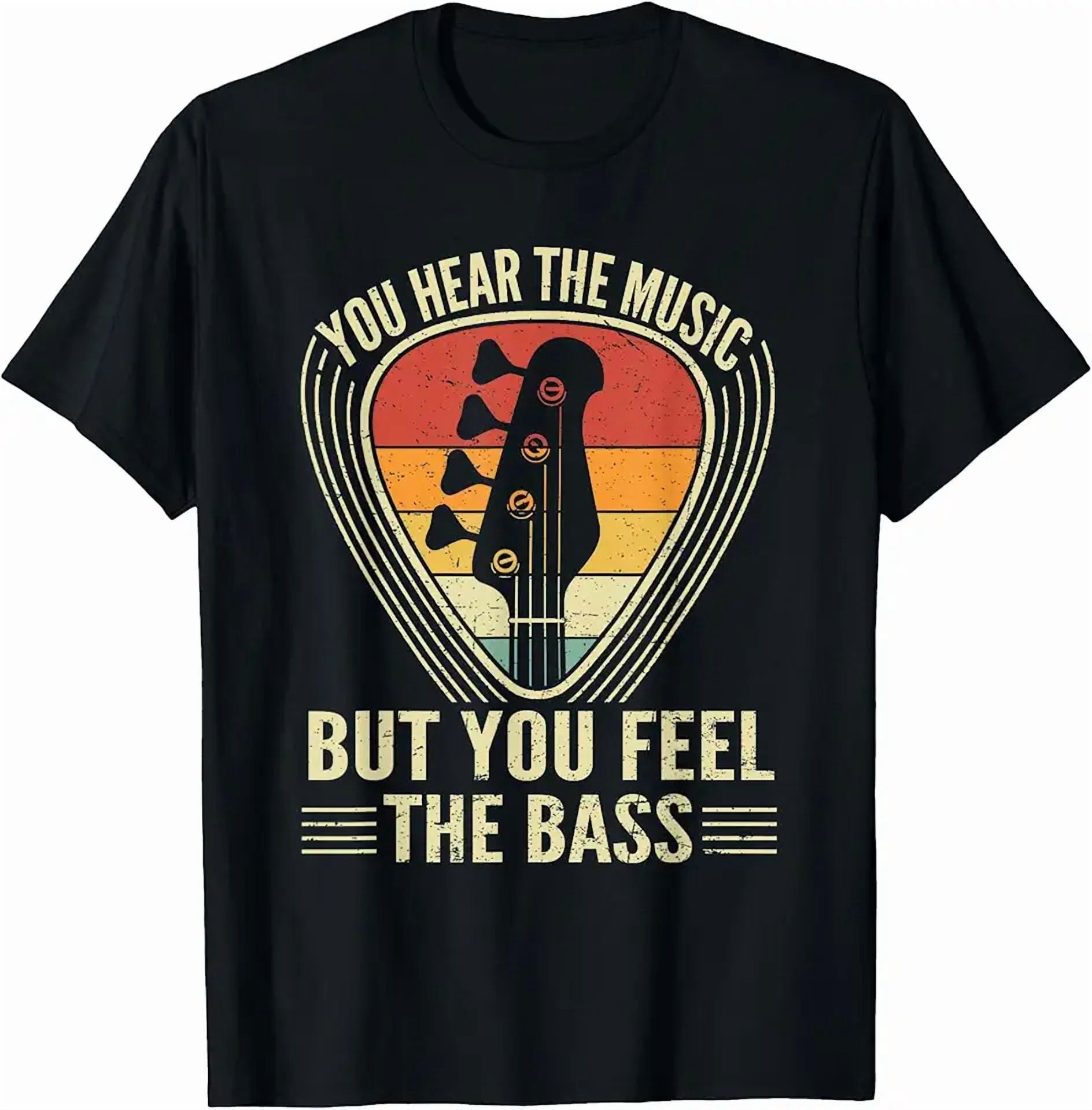 Retro Sunset Bass Guitar Player Graphic Unisex Musician Short Sleeve T ...
