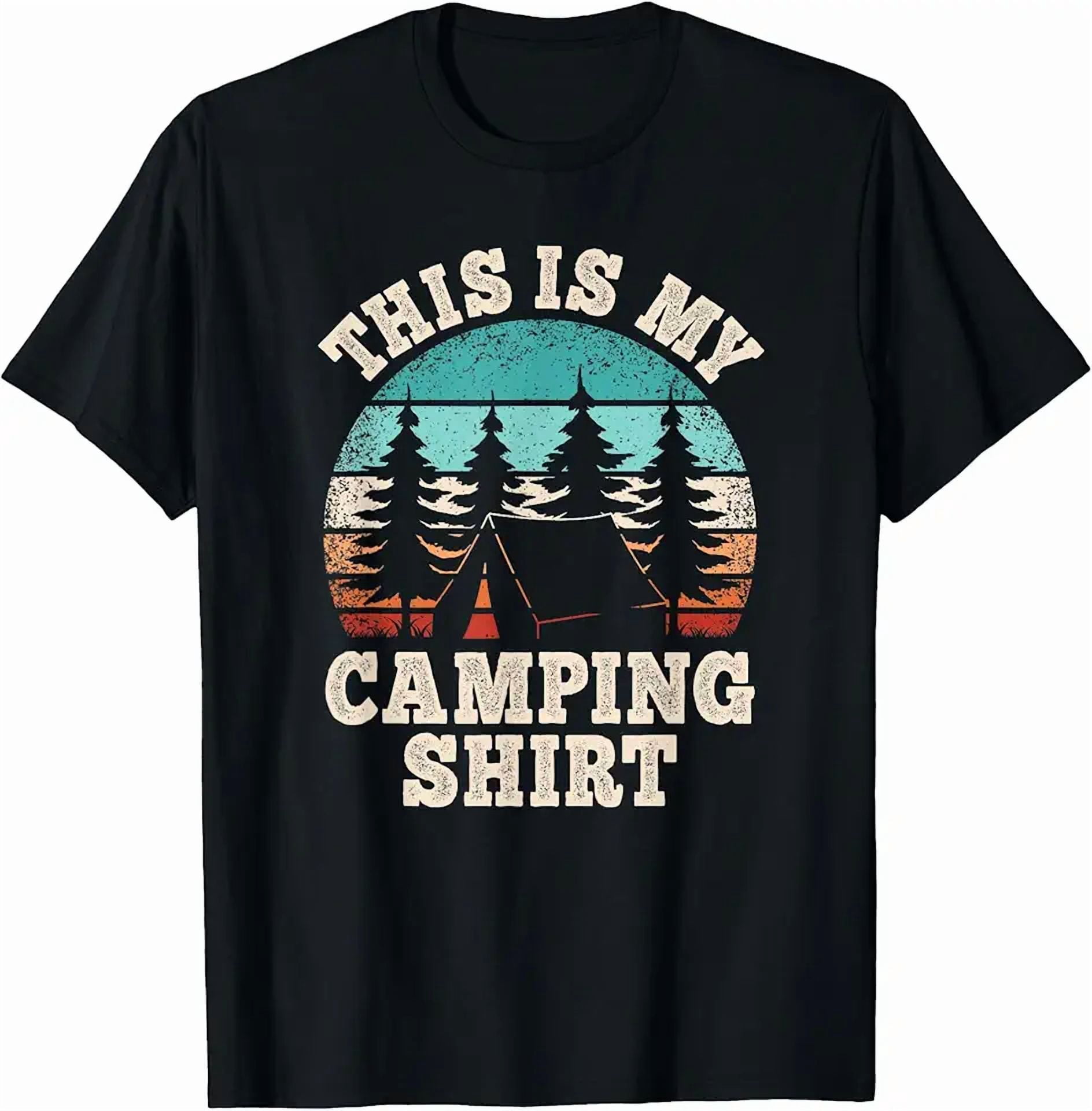 Retro Sunset Camping Hiking Nature Graphic for Men Short Sleeve T-Shirt ...