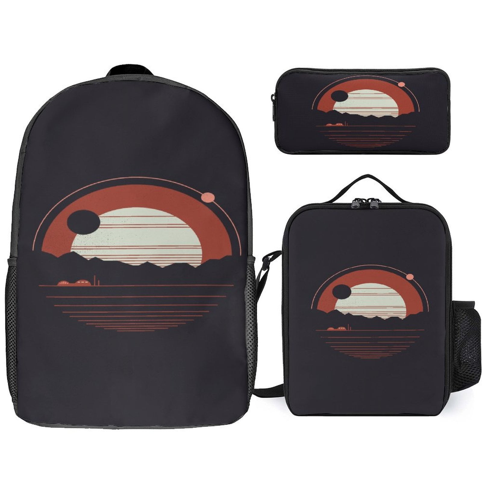 Retro Sunset Landscape Art 3D Printed 3pcs/Set Bags Laptop Daypack ...