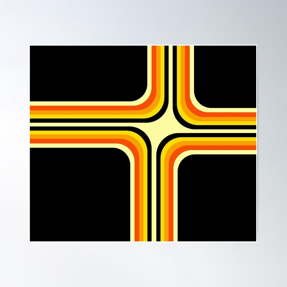 Retro Sunset Lines Geometric Design Poster Wall Art, Modern Wall Decor ...