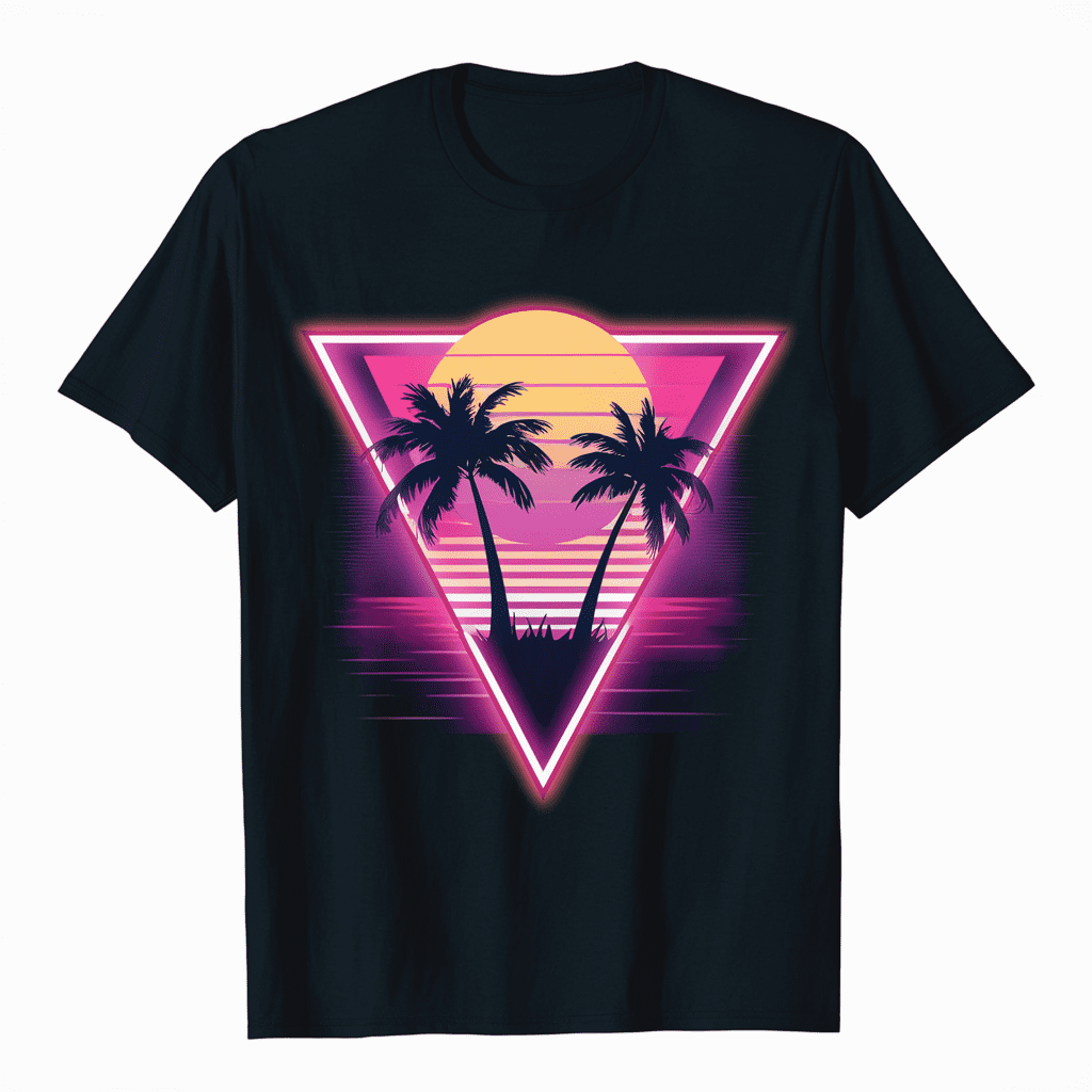 Retro Sunset Palm Trees Beach Shirts 2024 Summer Funny T-Shirt ...