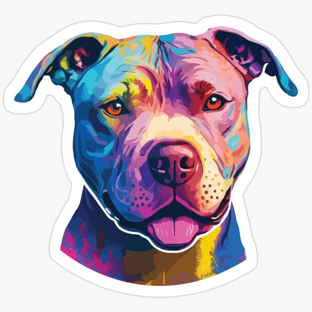 Retro Sunset Pit Bull Sticker Phone Decal Water Bottle Stickers Car ...